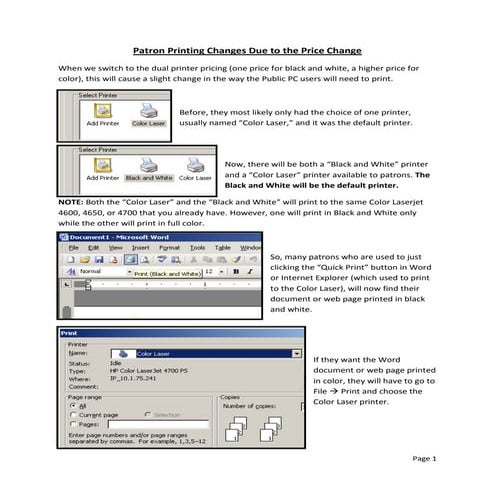 Patron Printing Changes Due To The Price Change | PDF