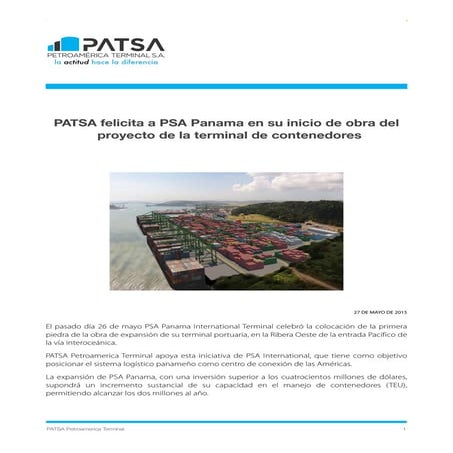 Patsa Petroamerica Terminal en Panama Maritime XII | PDF