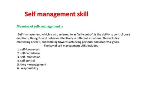 Self management ppt | PPTX