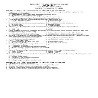 Pat semester ganjil kelas 7 IPS | PDF