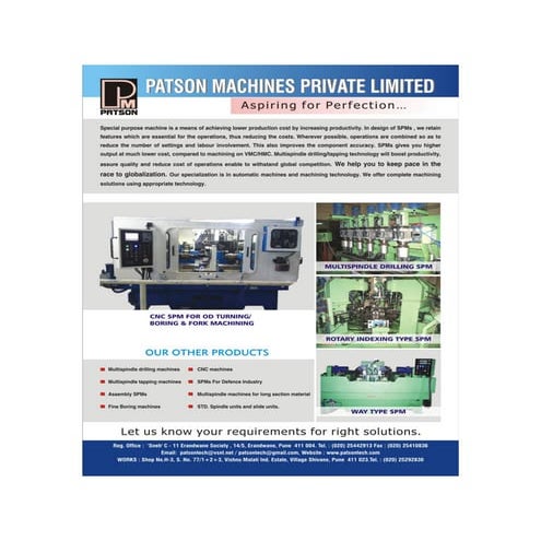 Patson Machines Private Limitead, Pune, durable boring machine | PDF