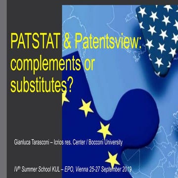 PATSTAT & Patentsview: complements or substitutes? | PPT