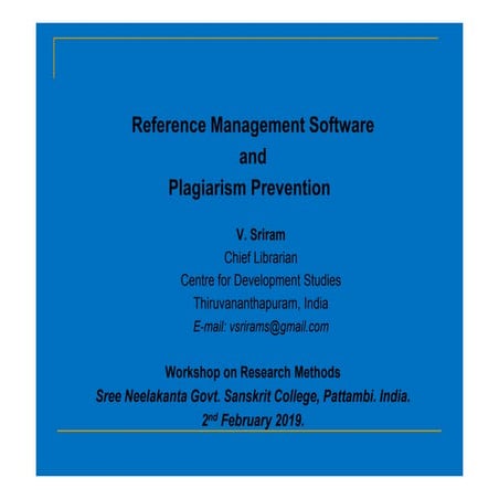 Reference Management and Plagiarism prevention | PDF