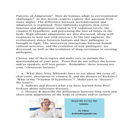 Patterns Of Adaptation” How Do Humans Adapt To Environmental Challe Docx