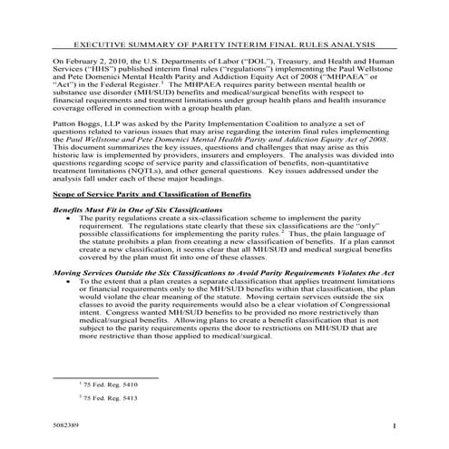 Patton boggs exec summary final | PDF | Free Download