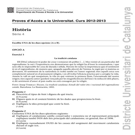 PROVA HISTÒRIA JUNY 2013 | PDF