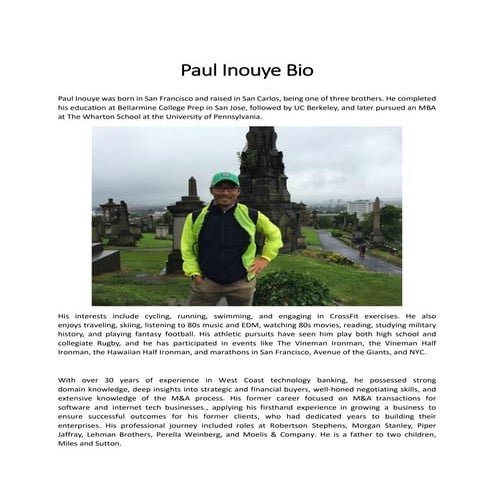 Paul Inouye Biography With Work Experience | PDF | Free Download