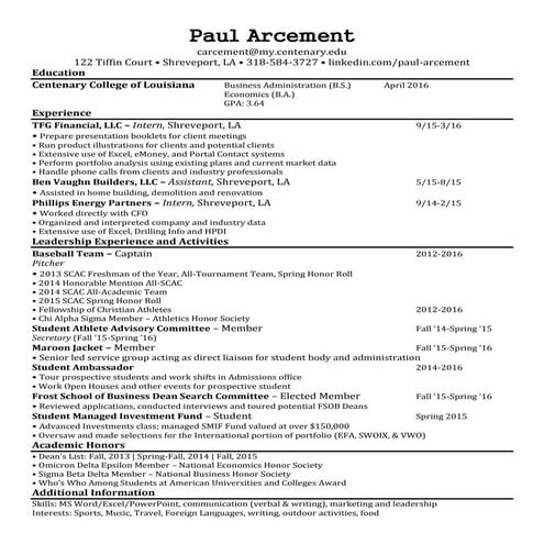 Paul Arcement Resume | PDF