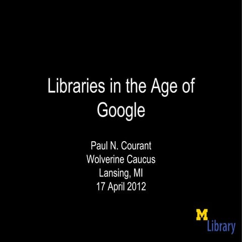 Converging on the Universal Library: From Memex to Googolplex | PPT