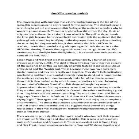 Paul film opening analysis | DOCX