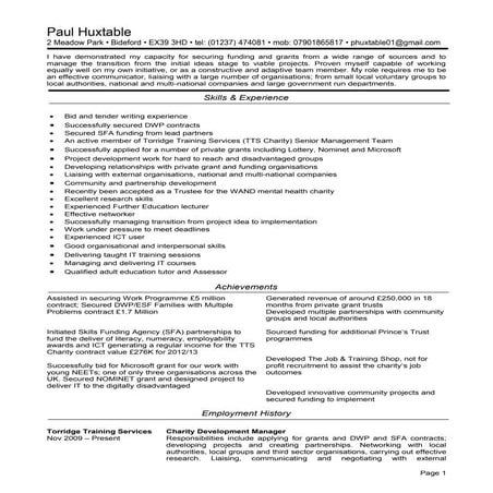 Paul Huxtable CV | DOC