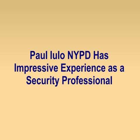 Paul iulo nypd | PPT