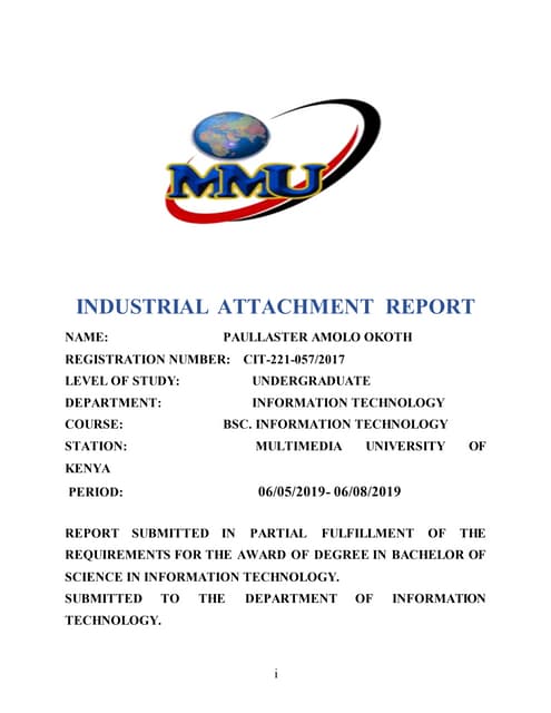 Student's industrial attachment logbook | DOCX