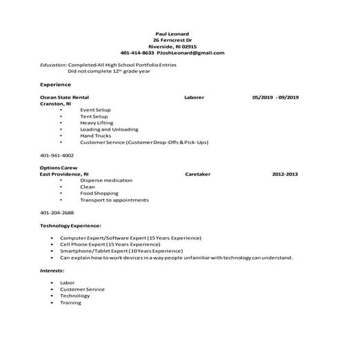 Ryan O'Coin Resume | DOCX