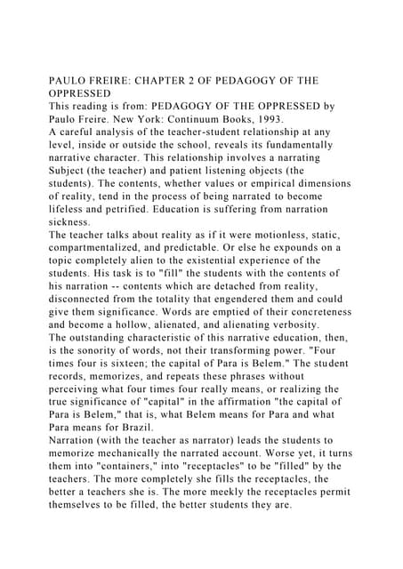 Educational philosophy of paulo freire | PDF