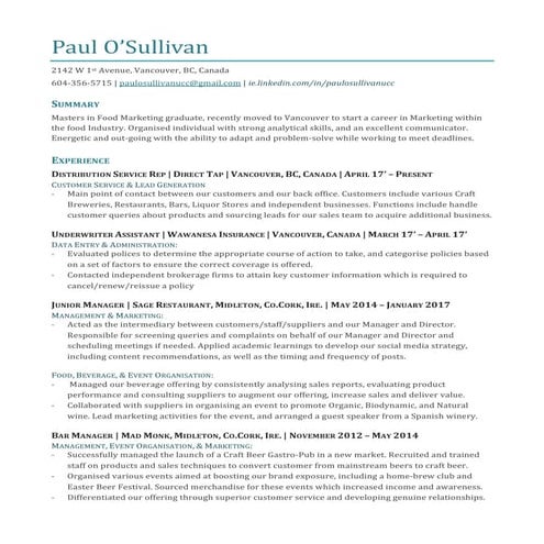 CV Paul O'Sullivan Jan 19 | PDF