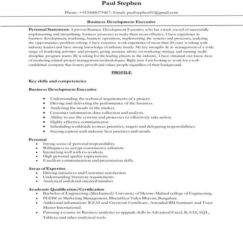 Paul stephen resume bd | DOCX