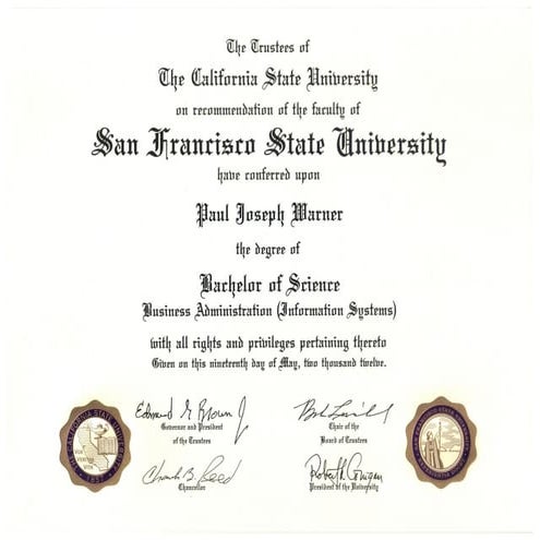 Paul Warner, SFSU Bachelor of Science Degree | PDF