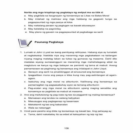 Paunang pagtataya likas batas moral 2nd grading | PDF