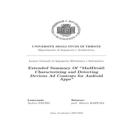 Extended Summary Of Maddroid Characterizing And Detecting Devious Ad Contents For Android Apps