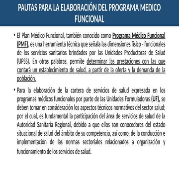 PAUTAS PARA LA ELABORACION DEL PROGRAMA MEDICO FUNCIONAL DE ...
