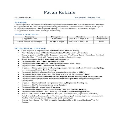 Pavan kokane resume | DOCX