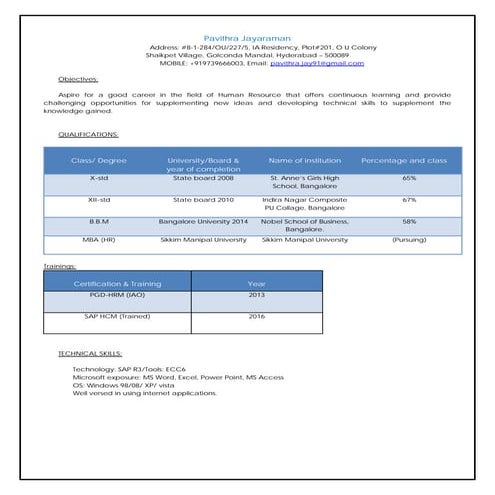 Pavithra Resume Pdf