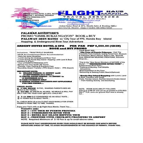 Philippines Palawan Tour Package by Flight Haus Manila | PDF | Air ...