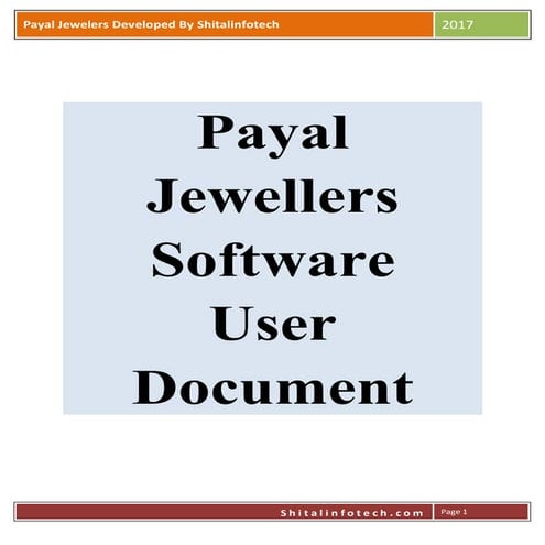 Payal jewellars navsari shop software user manual by shital infotech | PDF