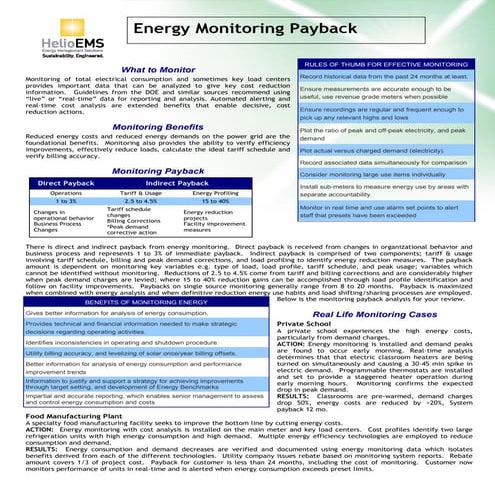 Payback and Process- Energy Monitoring Payback | PDF