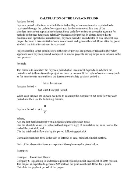 Payback method | PPTX | Business | Business and Finance