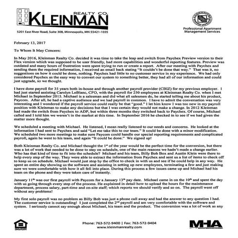 Kleinman Reference Letter | PDF