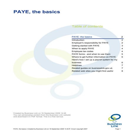 PAYE: The Basics | PDF