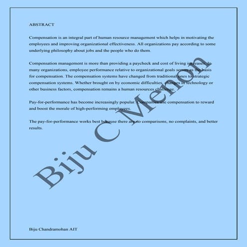 Pay For Performance Compensation Management Docx