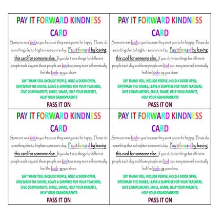 Pay it forward kindness card | DOCX