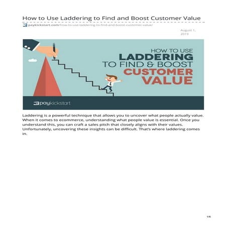 How to Use Laddering to Find and Boost Customer Value - PayKickstart | PDF