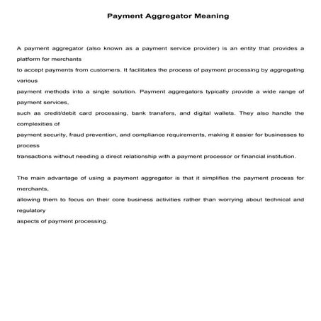 What is a Payment Aggregator and Why It Matters | PDF
