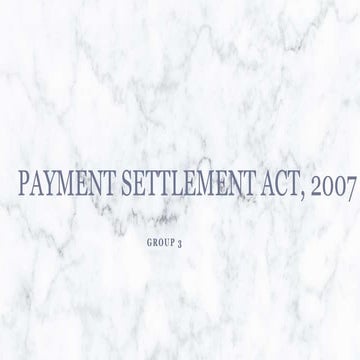 Payment settlement act 2007 | PPTX