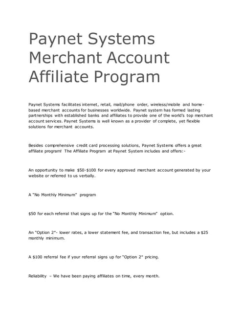 Paynet Systems Merchant | PDF