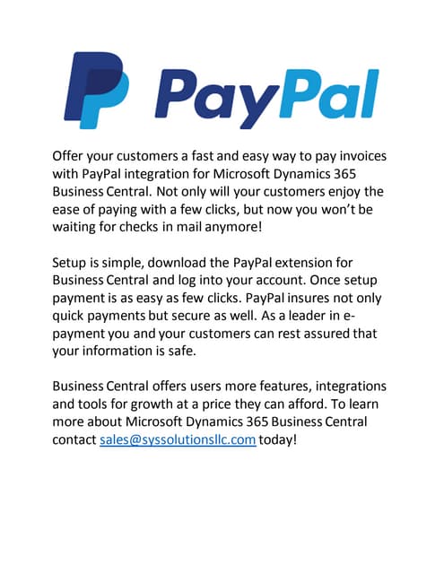 Sell wherever you go with Business Central! | PDF