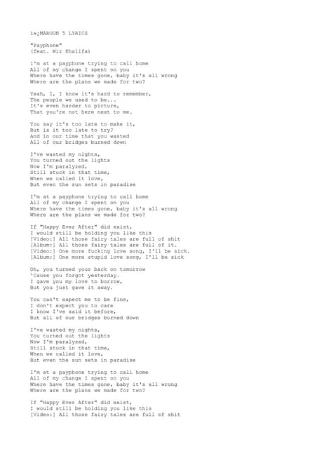 payphone lyrics