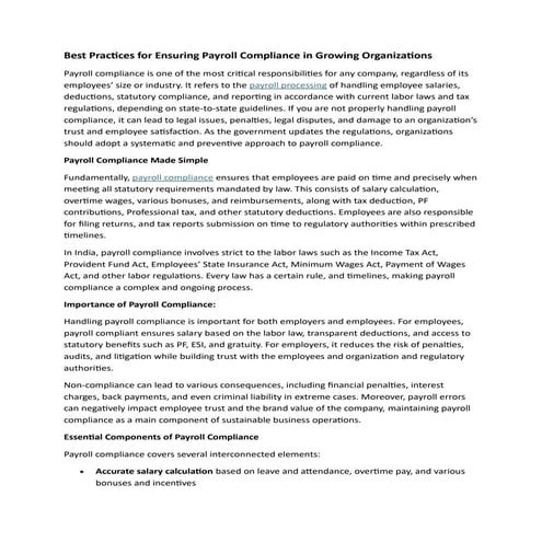 Best Practices for Ensuring Payroll Compliance in Growing Organizations ...