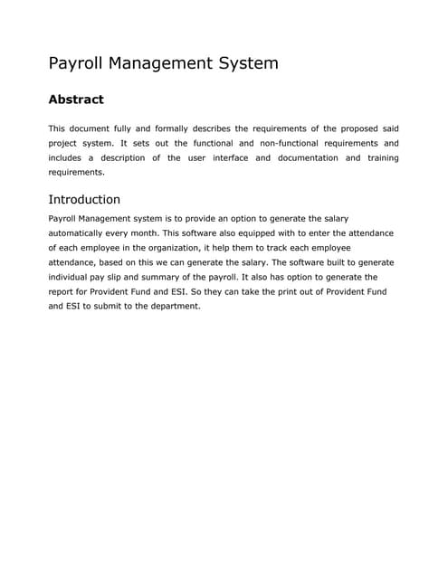 Payroll Management System SRS | PDF
