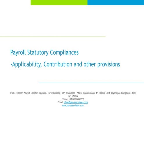 PT ESI PF & Other Payroll statutory compliances | PPTX