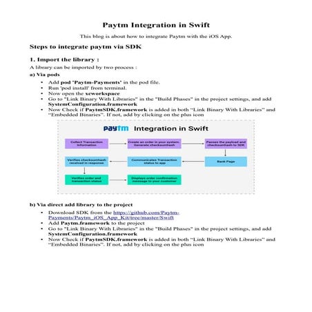 Paytm Integration In Swift Pdf