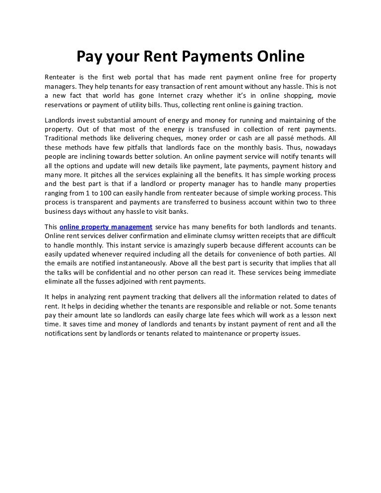 Pay your Rent Payments Online