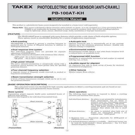 Takex PB-100AT-KH Instruction Manual | PDF