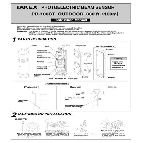 Takex PB-100ST Instruction Manual | PDF
