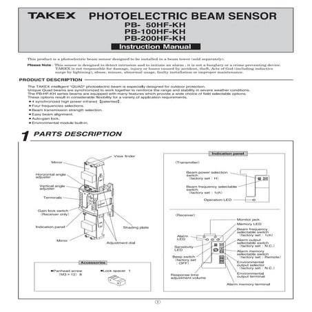 Takex PB-200HF-KH Instruction Manual | PDF