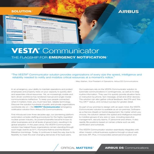 VESTA Communicator - Emergency Notification System | PDF